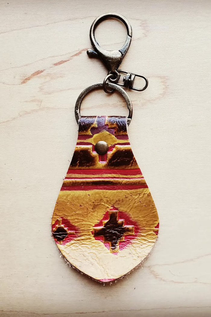 Embossed Leather Key Chain Yellow Navajo – GFL BOUTIQUE