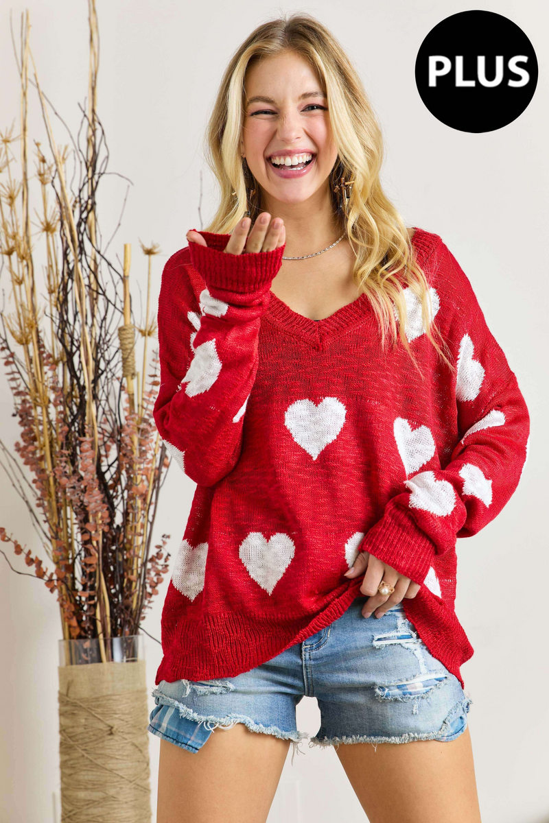 Plus Size Hearts Sweater – GFL BOUTIQUE
