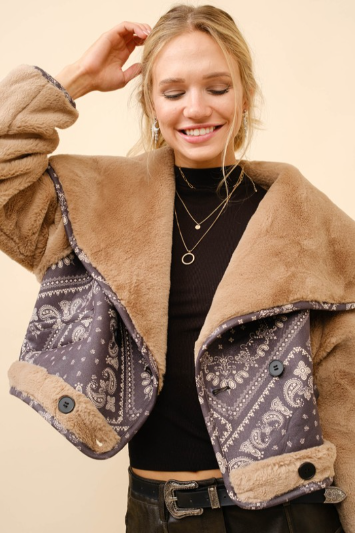 Bandana Fur Cropped Jacket – GFL BOUTIQUE