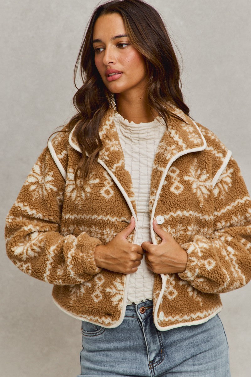 Sherpa Faux Fair Isle Button Down Jacket – GFL BOUTIQUE
